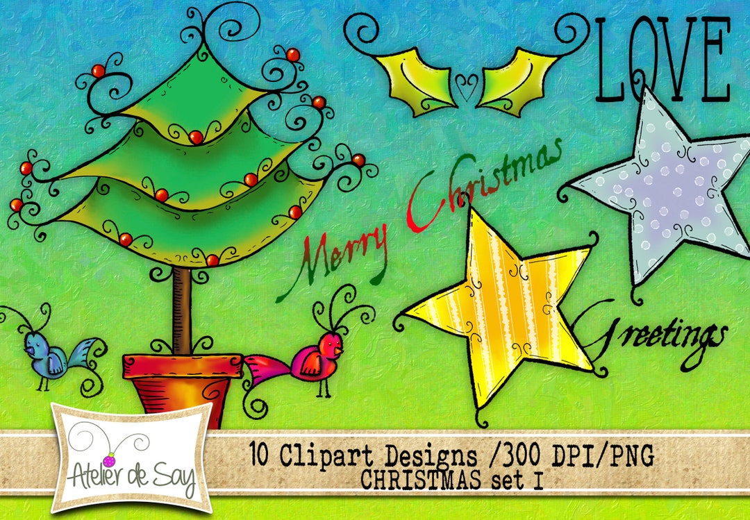 Christmas Clipart Set Including a Christmas Tree/christmas Printables ...