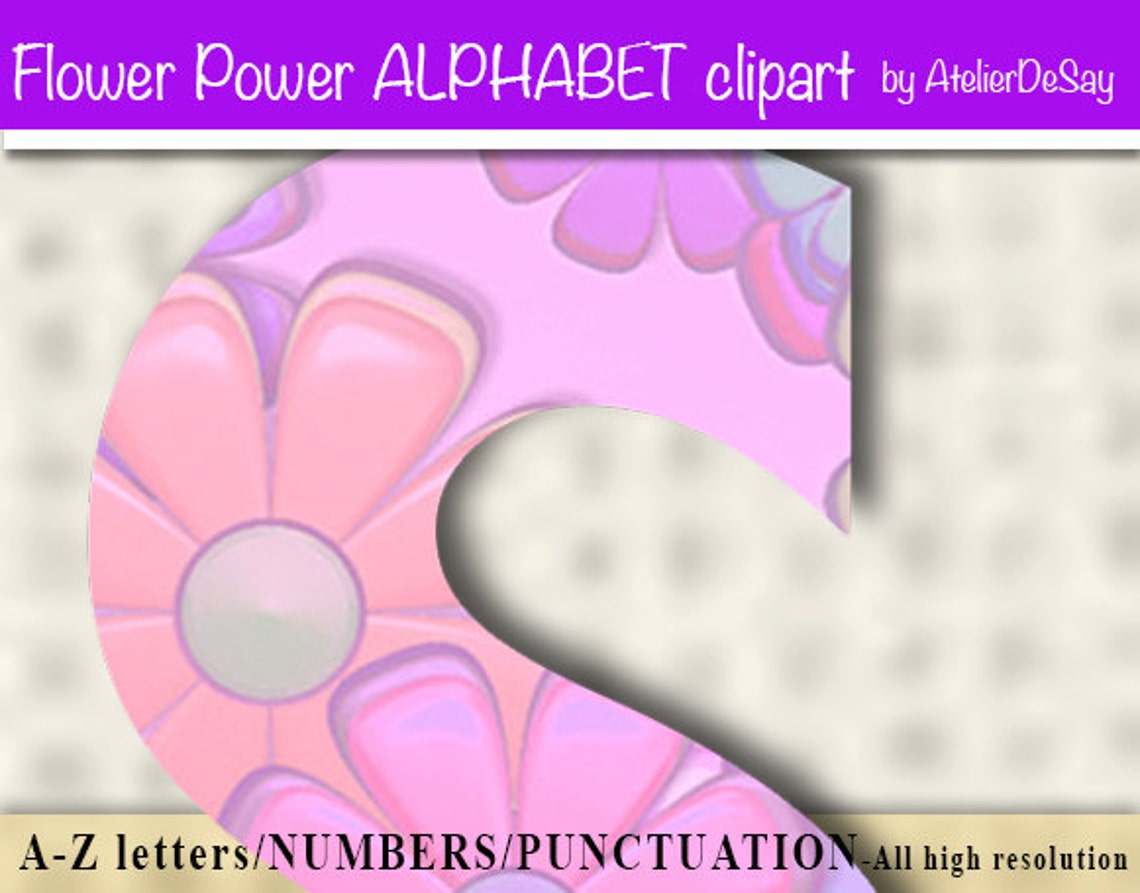 ABC Clipart , Digital Alphabet ,pink, Violet, Printable Letters ...