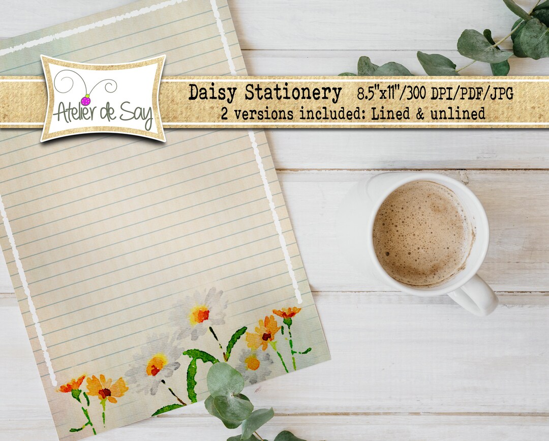 Daisies Printable Journal Pages, Digital Lined and Unlined Writing ...