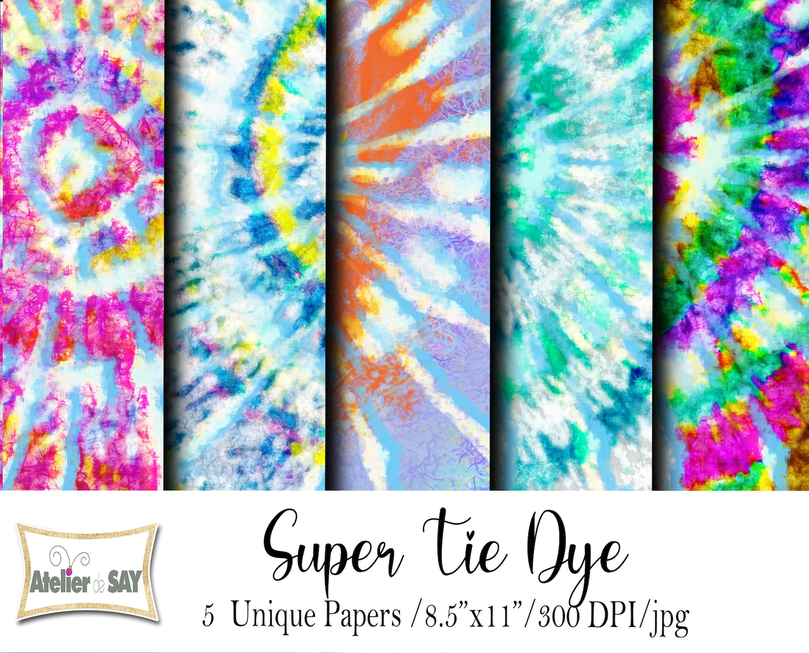 TIE DYE Digital Paper/hippie Paper/retro Digital Paper/printable Papers ...