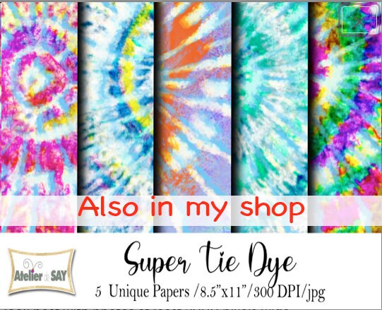 TIE DYE Printable Paper Bundle/tie Dye Digital Pattern/fall Scrapbook ...