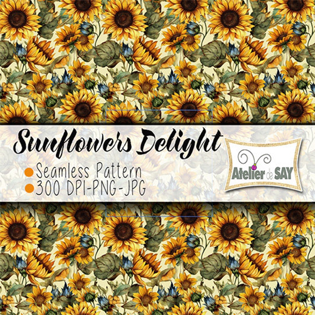Sunflowers Seamless Pattern Digital Paper/watercolor Flowers Printable ...