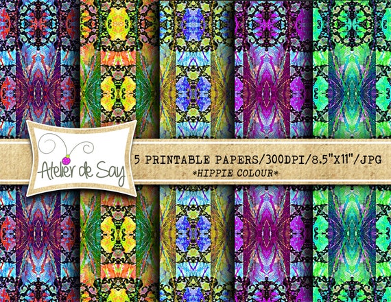 BOHO digital paper pack/colorful printable paper/boho | Etsy