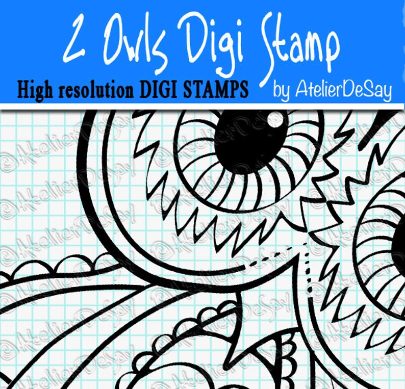 Owl Digital Stamp - Etsy