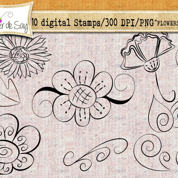 Flower Digi Stamp - Etsy