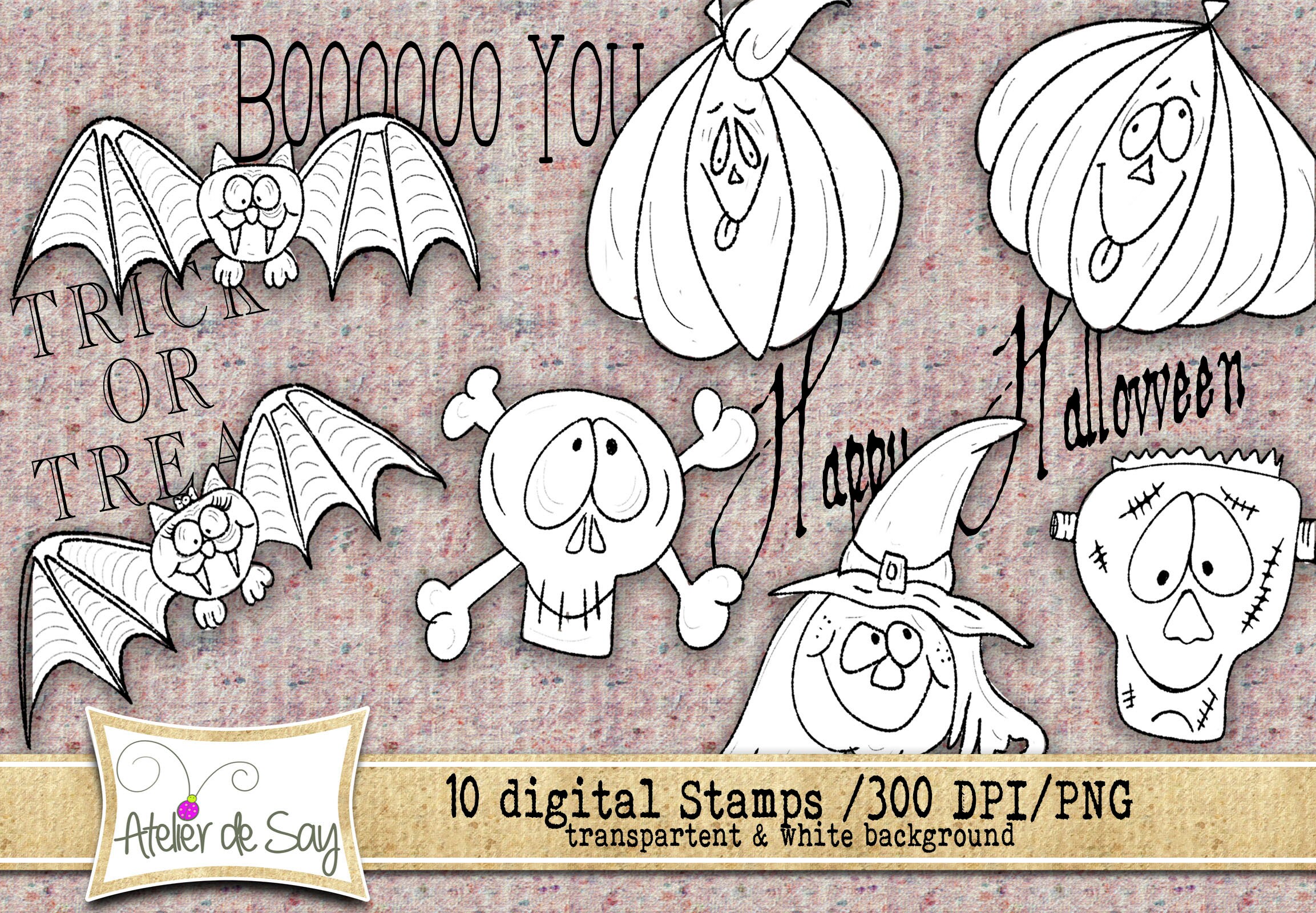Halloween Digital Stamps/cute Bat Stamp/instant - Etsy