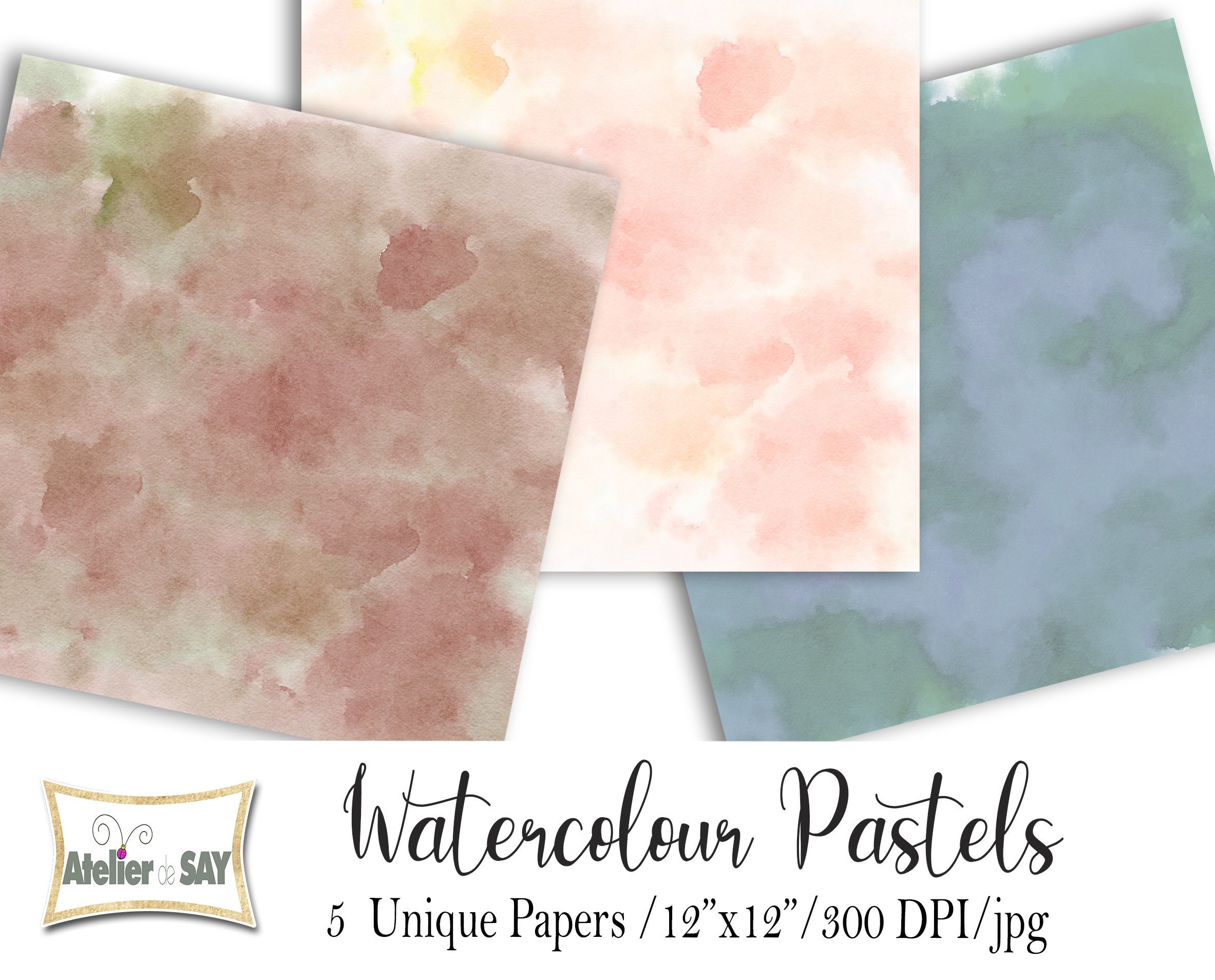 Pastel Watercolor Digital Paper/real Watercolor Paint Background ...