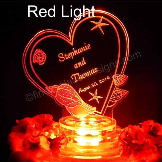Personalized LED Acrylic Wedding Cake Topper Seashell Heart - Etsy