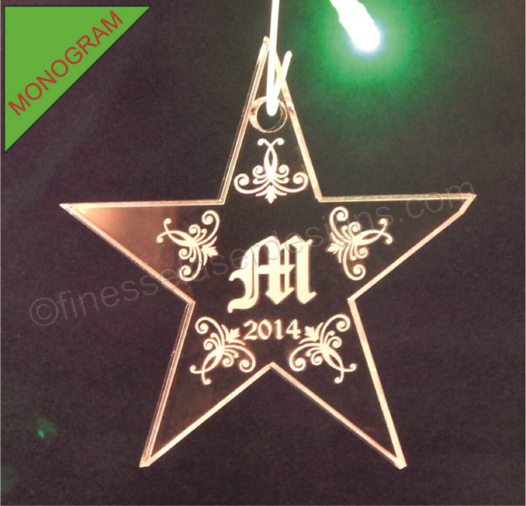 Personalized Monogram Star Acrylic Christmas Ornament Custom Laser ...
