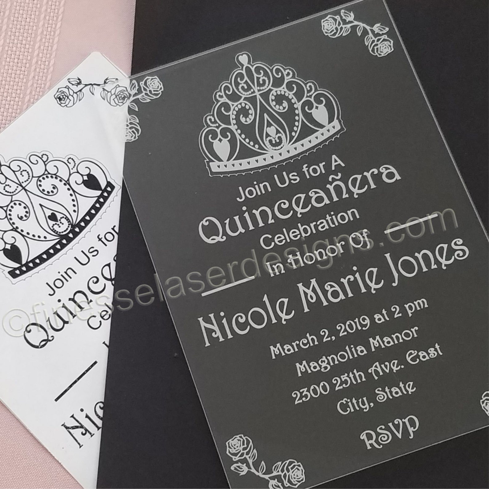 Personalized Quince Crown Tiara Acrylic Invitation or Announcement - Etsy