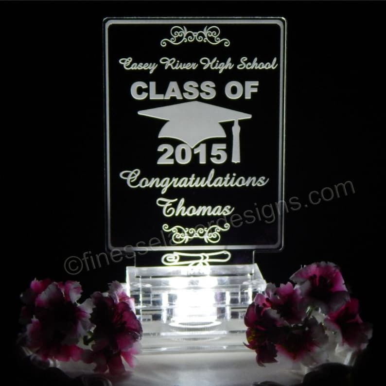 Personalized LED Graduation Cap & Scroll Acrylic Cake Topper Custom ...