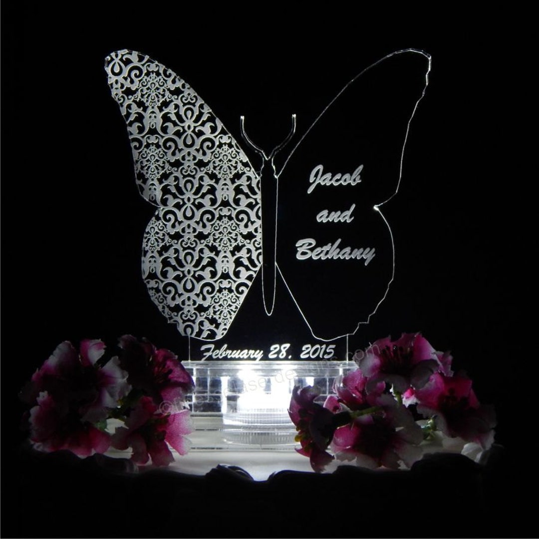 Personalized Butterfly Shaped LED Acrylic Cake Topper - Etsy