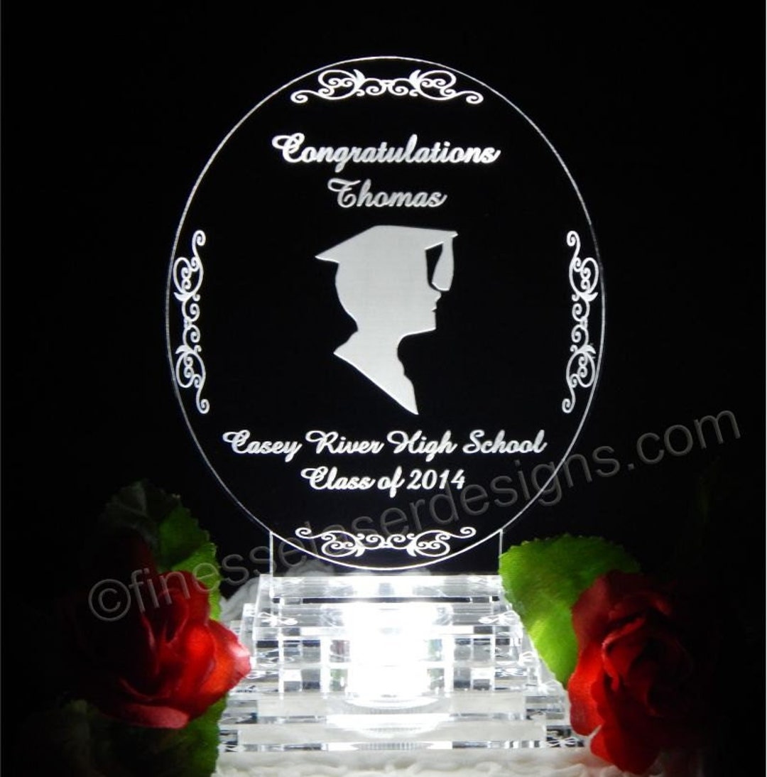 Personalized Graduation Boy's Silhouette LED Acrylic Cake Topper - Etsy