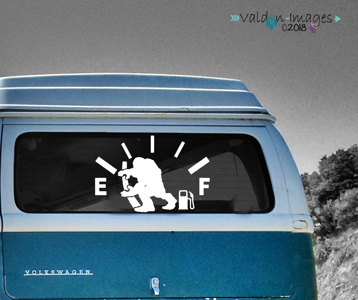 Bigfoot Empty Gas Tank Car Decal, Funny Car Decal, Syfi Laptop Decal ...