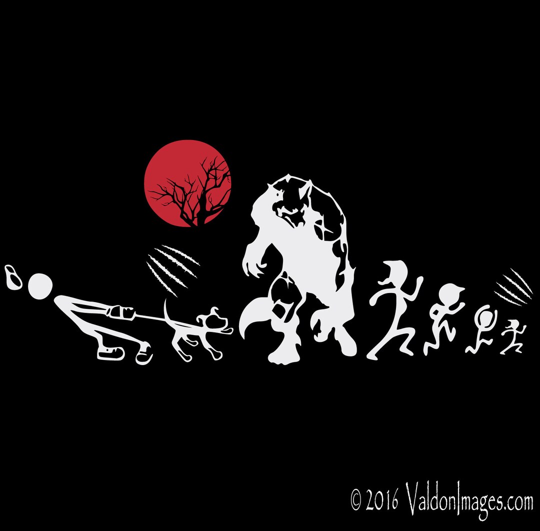 Werewolf Chasing Stick Family Car Decal, Werewolf Laptop Decal ...