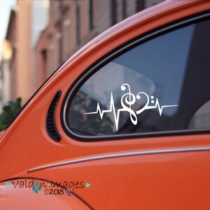 Heartbeat Music Note Decal, Heartbeat Car Decal, Music Gift Ideas ...