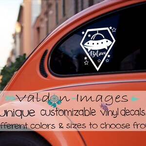Spaceship Car Decal, Alien Laptop Decal, Spaceship Believe Sticker, Sci ...