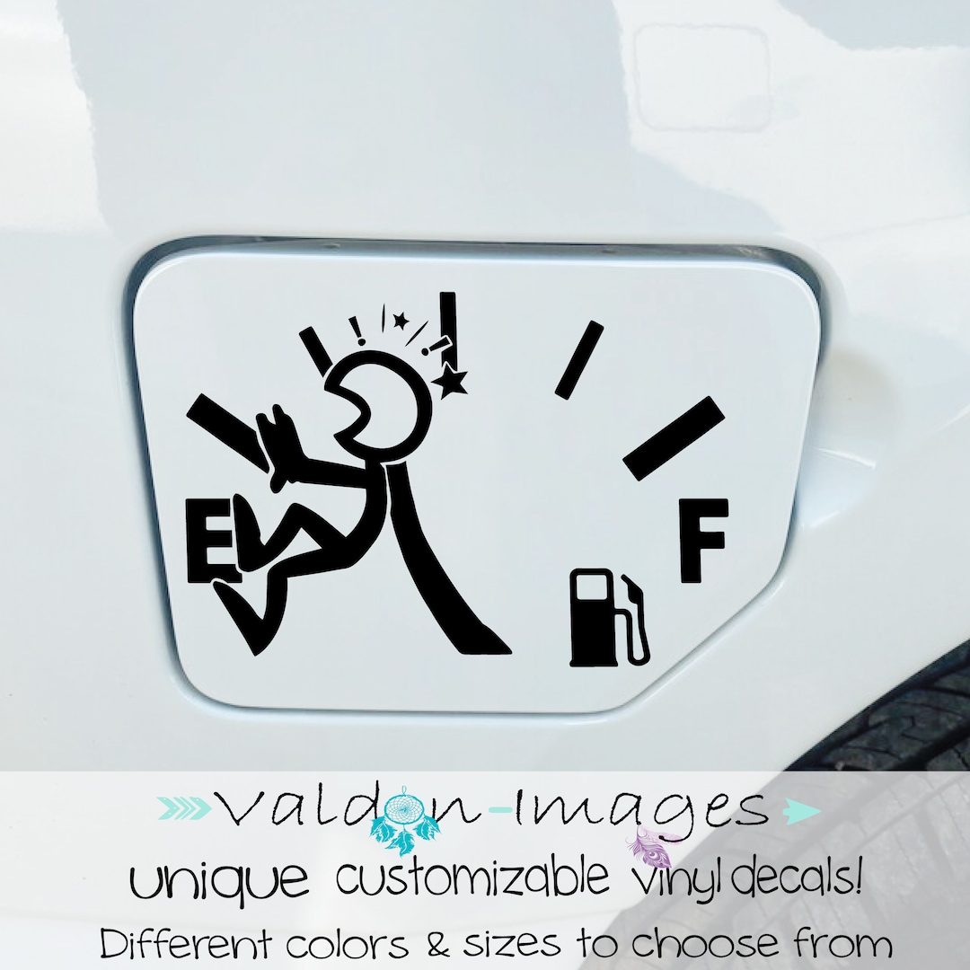 Angry Stick Figure Empty Gas Tank Car Decal, Funny Car Decal, Dino ...