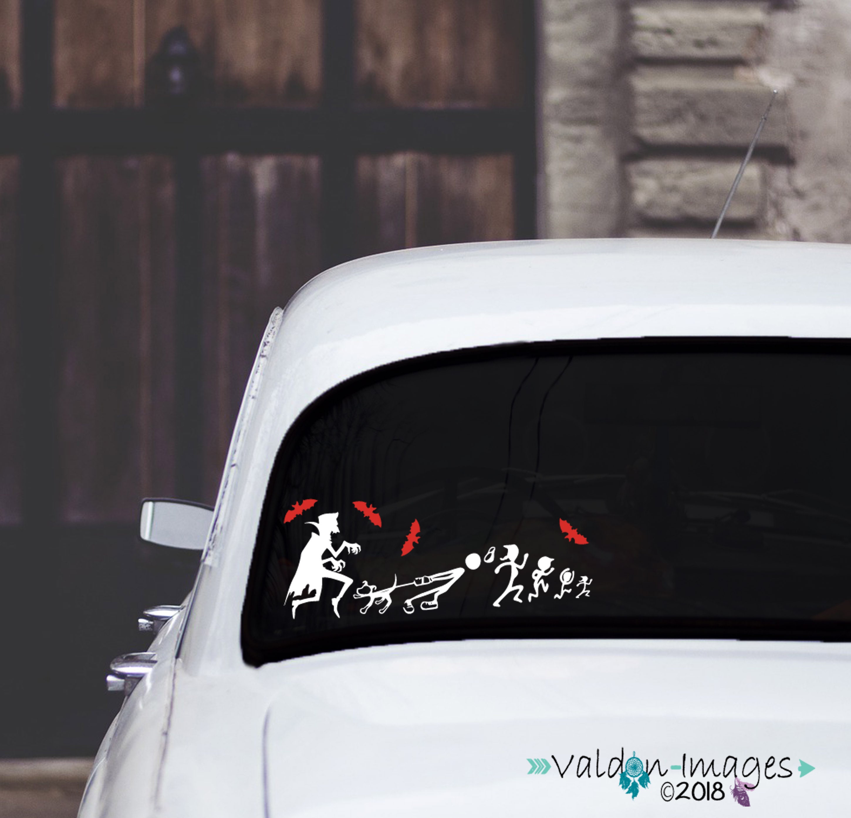 Dracula Chasing Stick Family, Stick Figure Car Decal, Stick Family ...