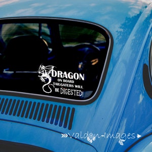 Dragon on Board Car Decal, Dragon Bumper Sticker, Dragon Vinyl Decal ...