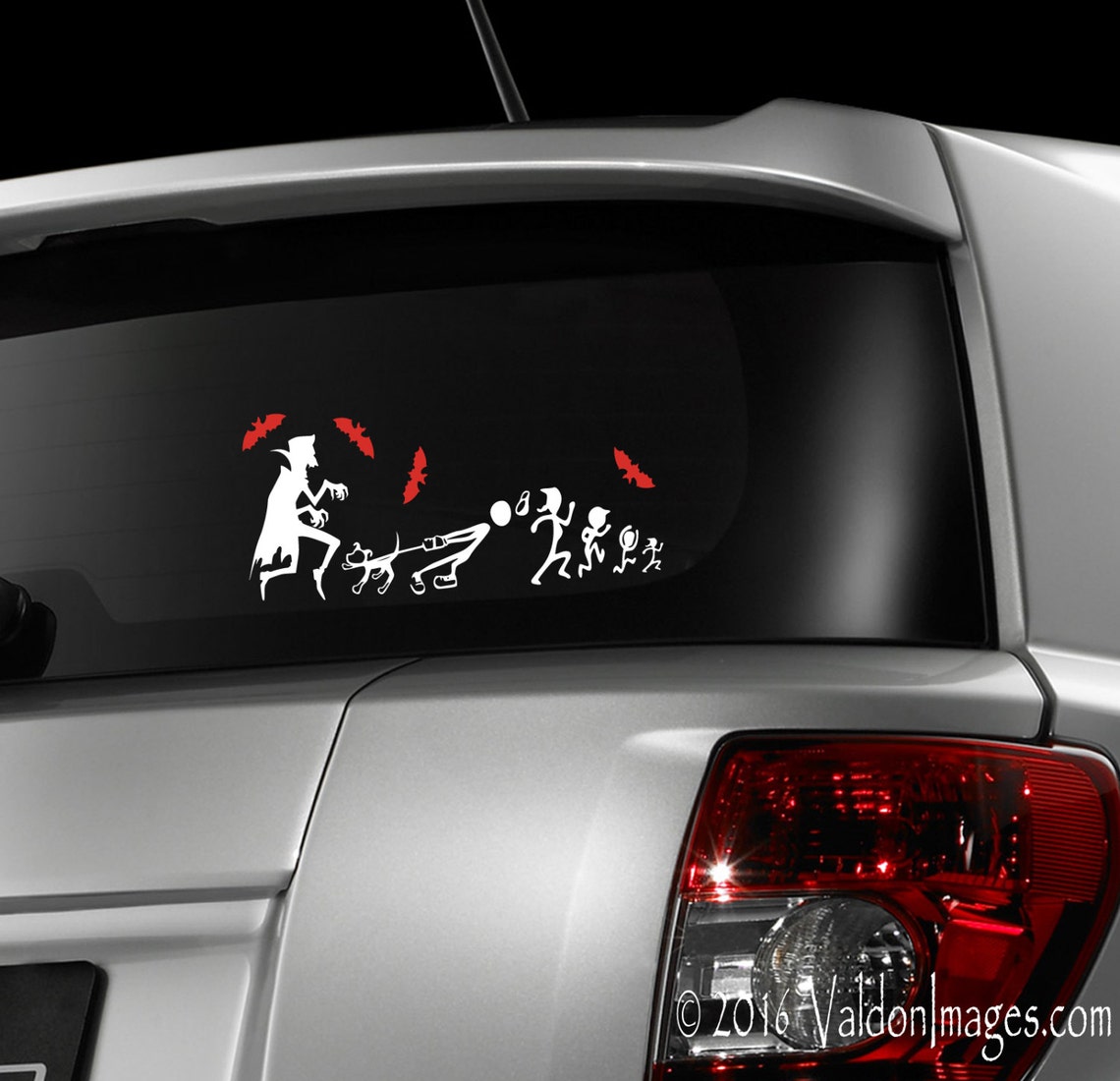 Dracula Chasing Stick Family, Stick Figure Car Decal, Stick Family ...