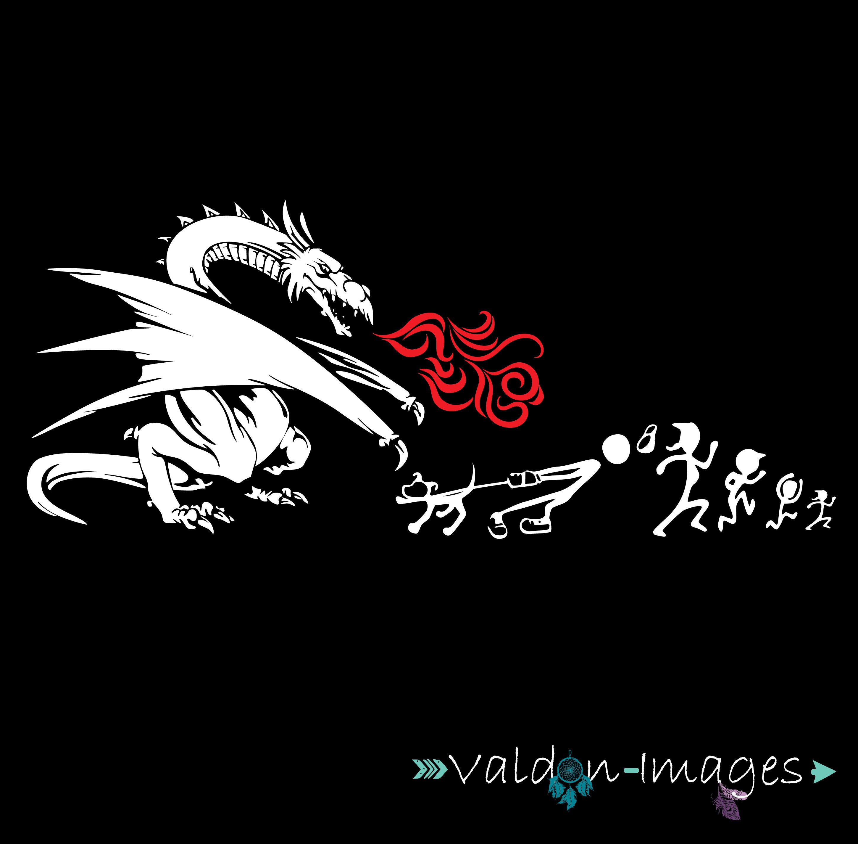 Car Decal, Dragon Torched Stick Family, Dragon Car Stickers, Car Decal ...