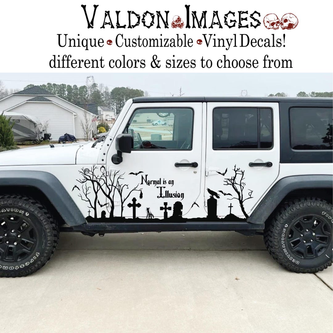 Spooky Graveyard Universal Body Car Decals, Full Side Vinyl Decal Trim ...