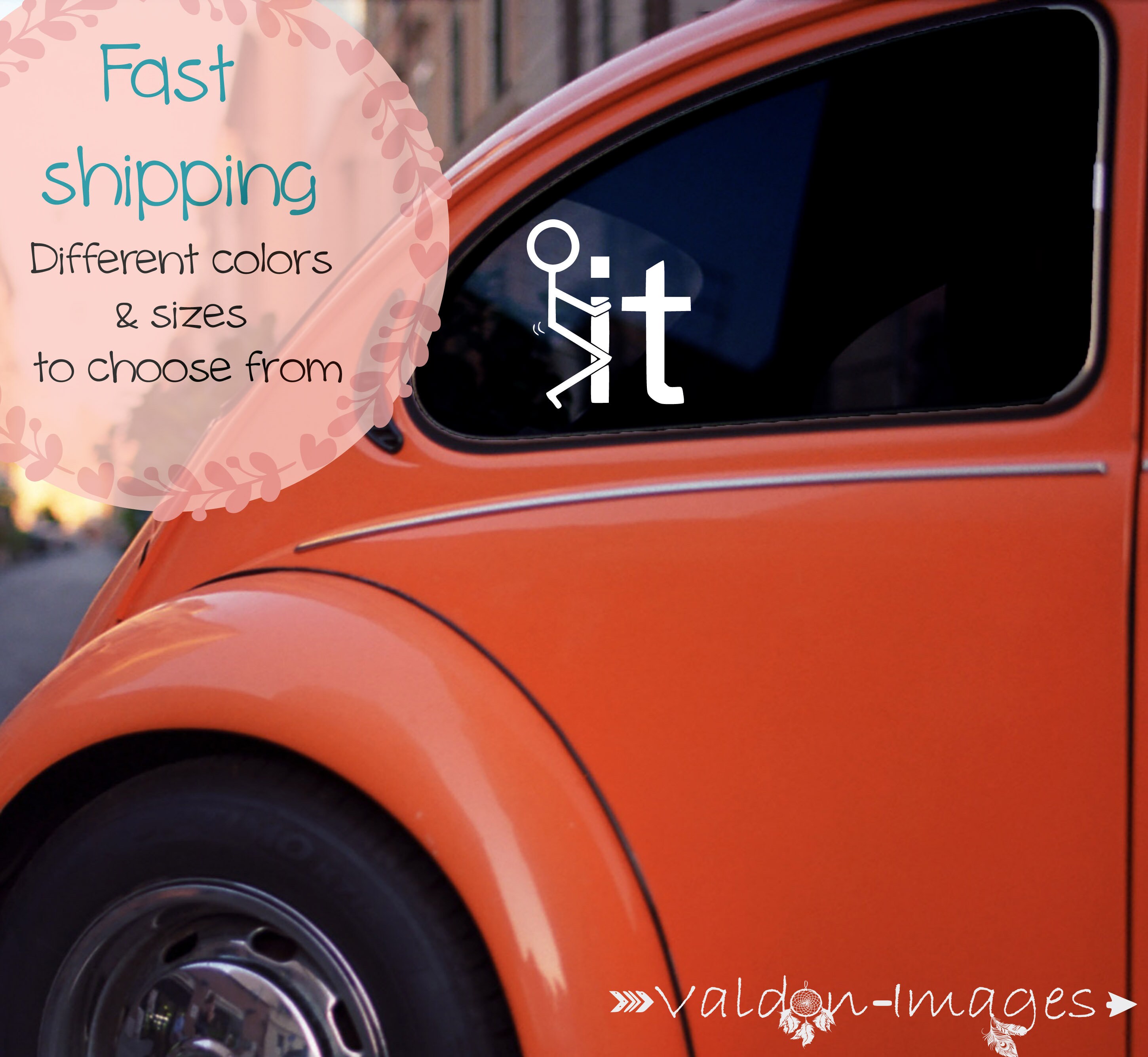 F It Stick Figure Car Decal, Funny Car Decal, Womens Car Decal, Graphic ...