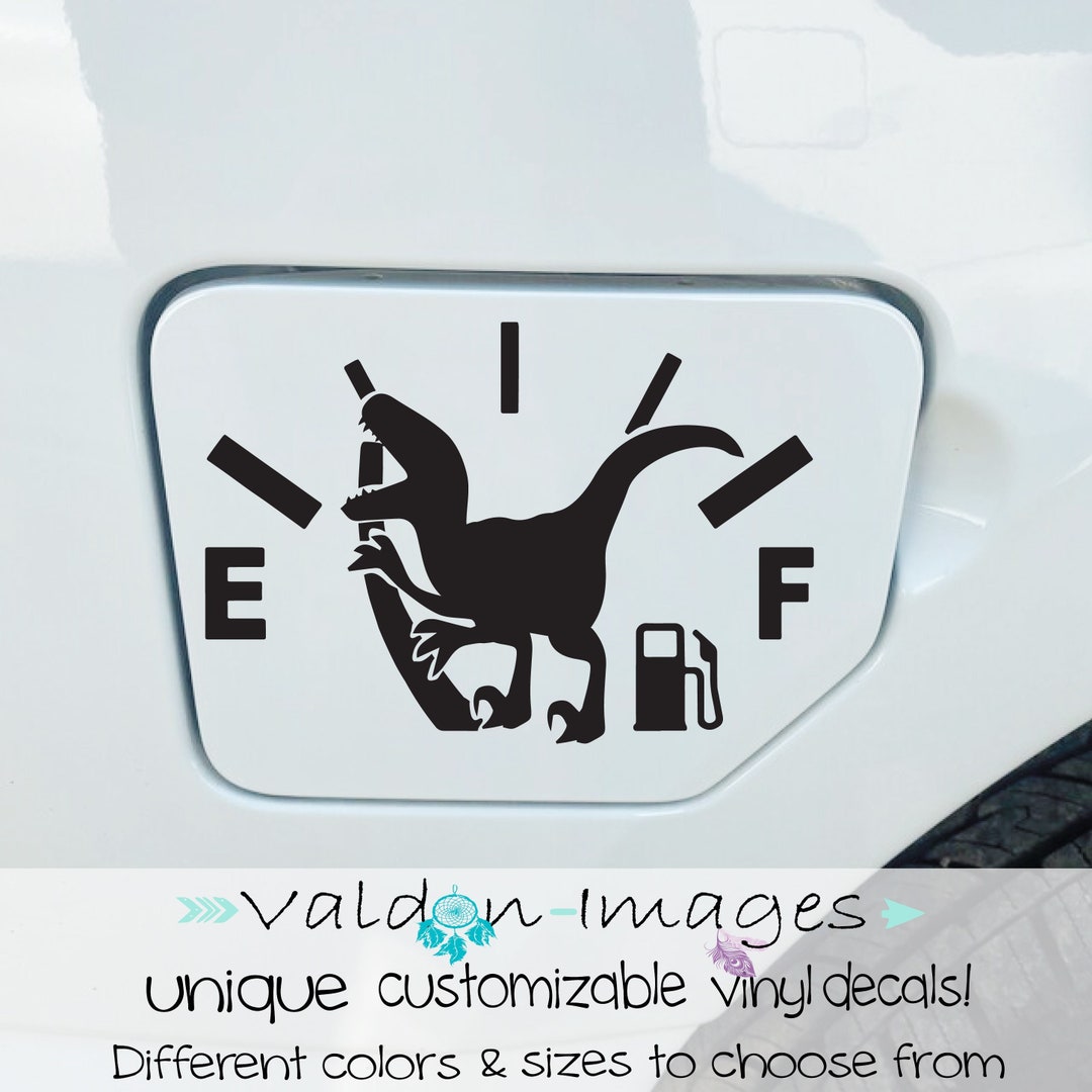Velociraptor Empty Gas Tank Car Decal, Funny Car Decal, Dino Laptop ...