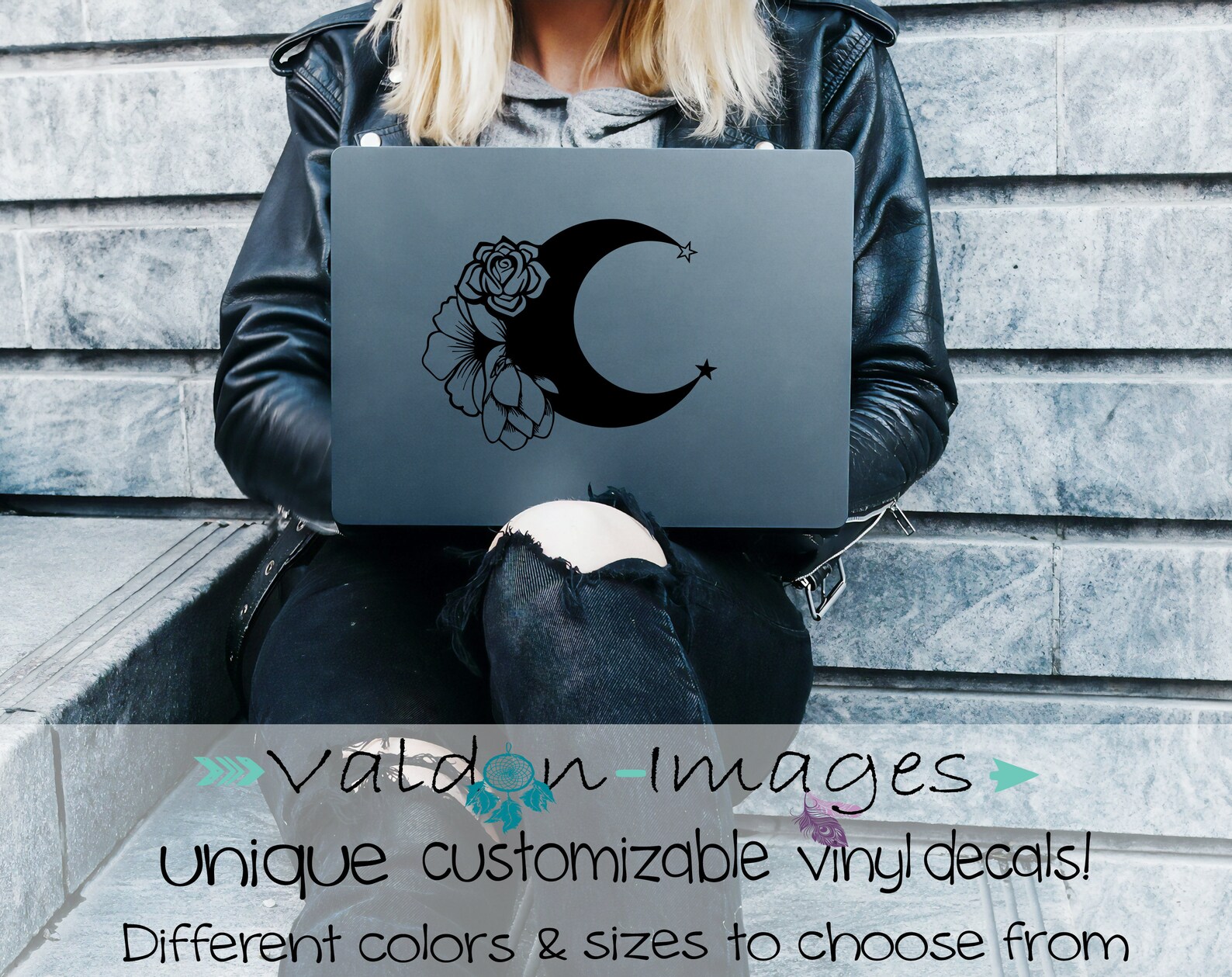 Flower Moon Car Decal Celestial Laptop Sticker Car Decal for - Etsy