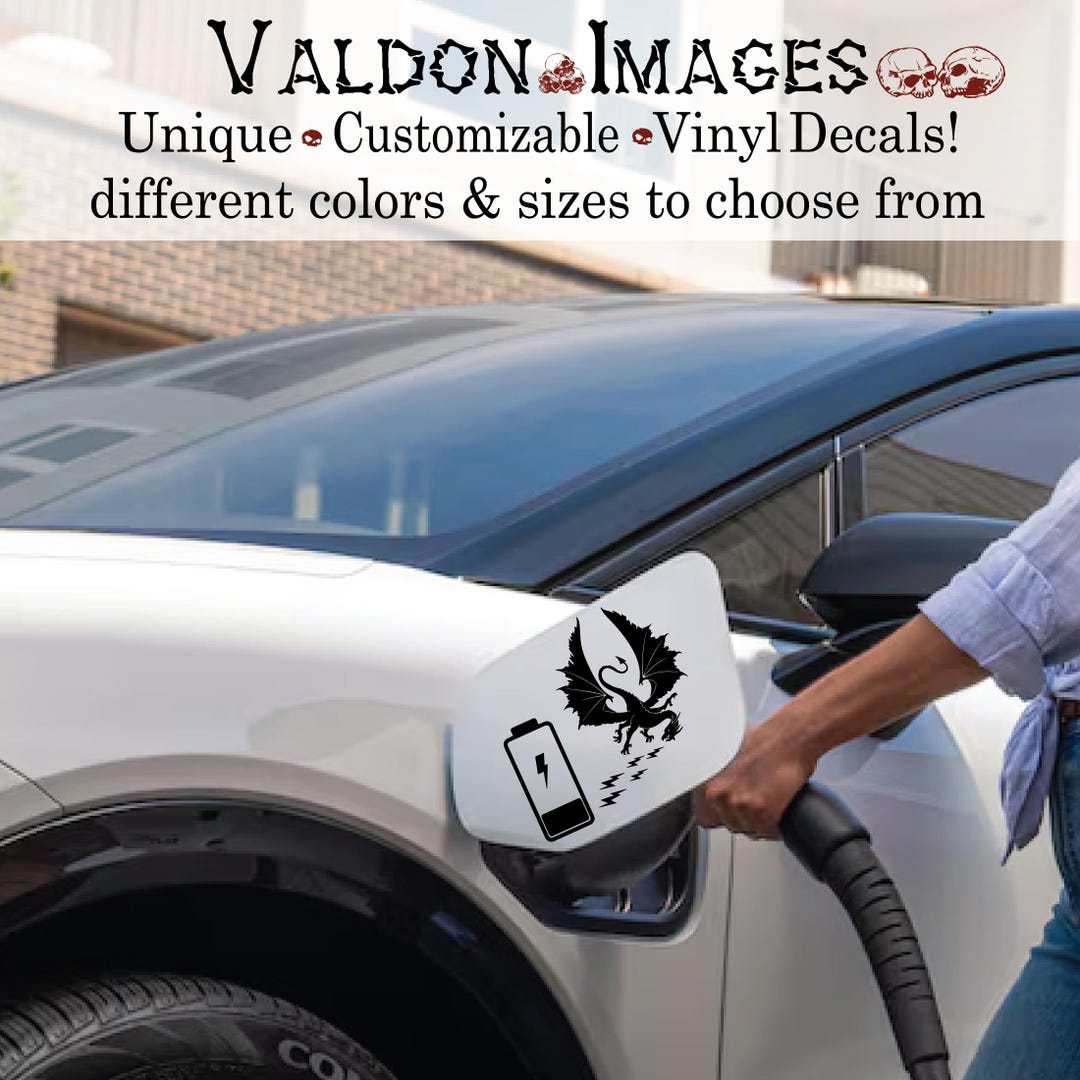 Dragon EV Empty Tank Car Decal, Funny Electric Car Decal, Dragon Vinyl ...