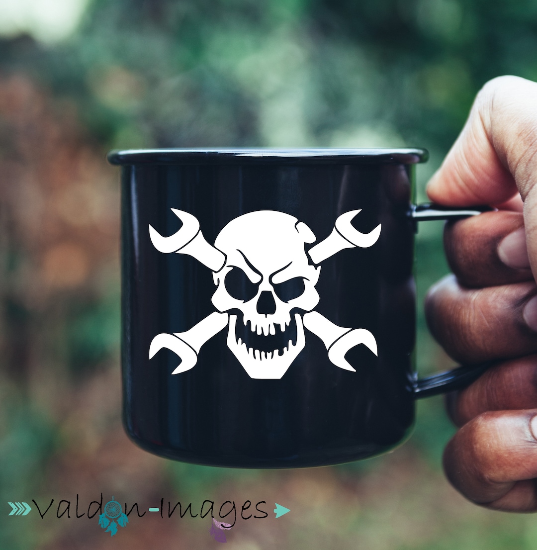 Mechanic Skull Car Decal, Mechanic Gifts, Laptop Decal, Tumbler Decal ...