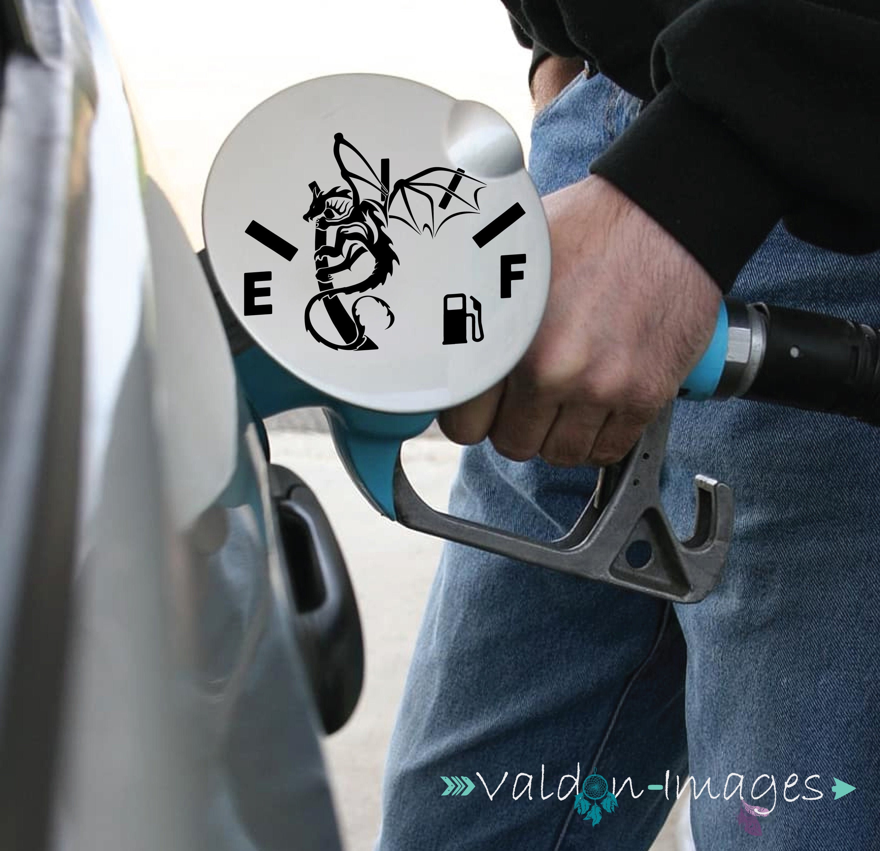 Dragon Empty Gas Tank Car Decal, Funny Car Decal, Dragon Laptop Decal ...