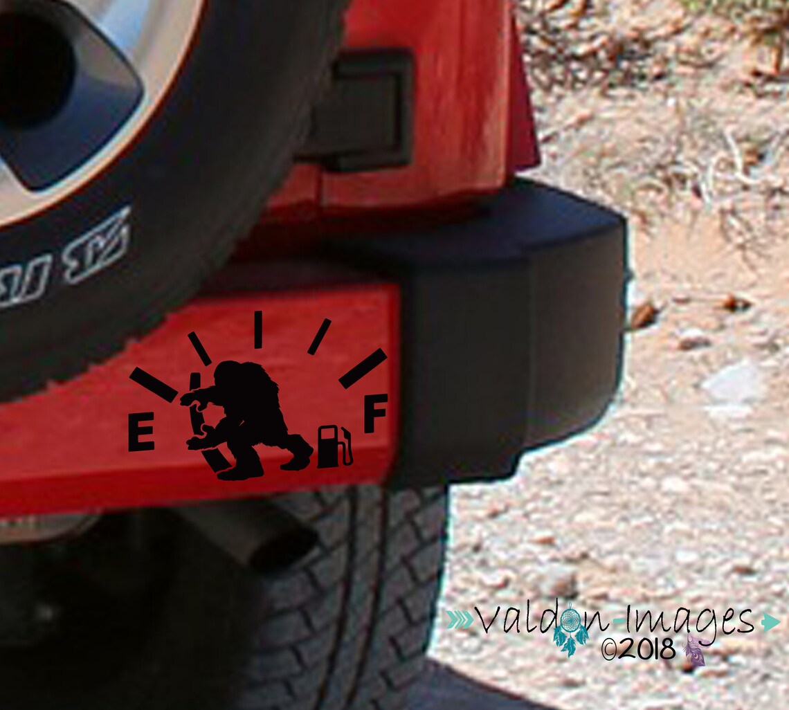 Bigfoot Empty Gas Tank Car Decal, Funny Car Decal, Syfi Laptop Decal ...