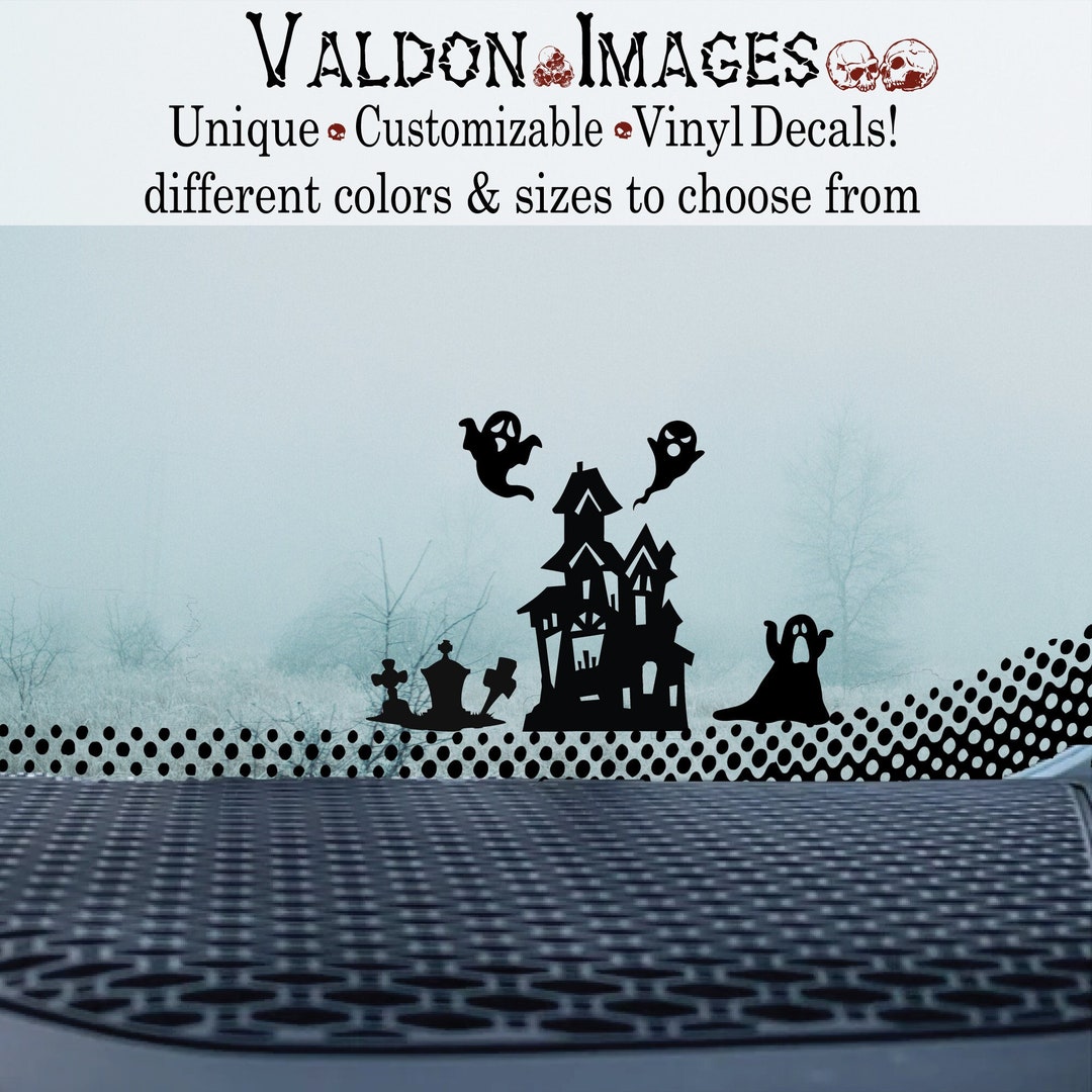 Ghost Haunted House SUV Hidden Easter Egg Decal, Halloween Windshield ...