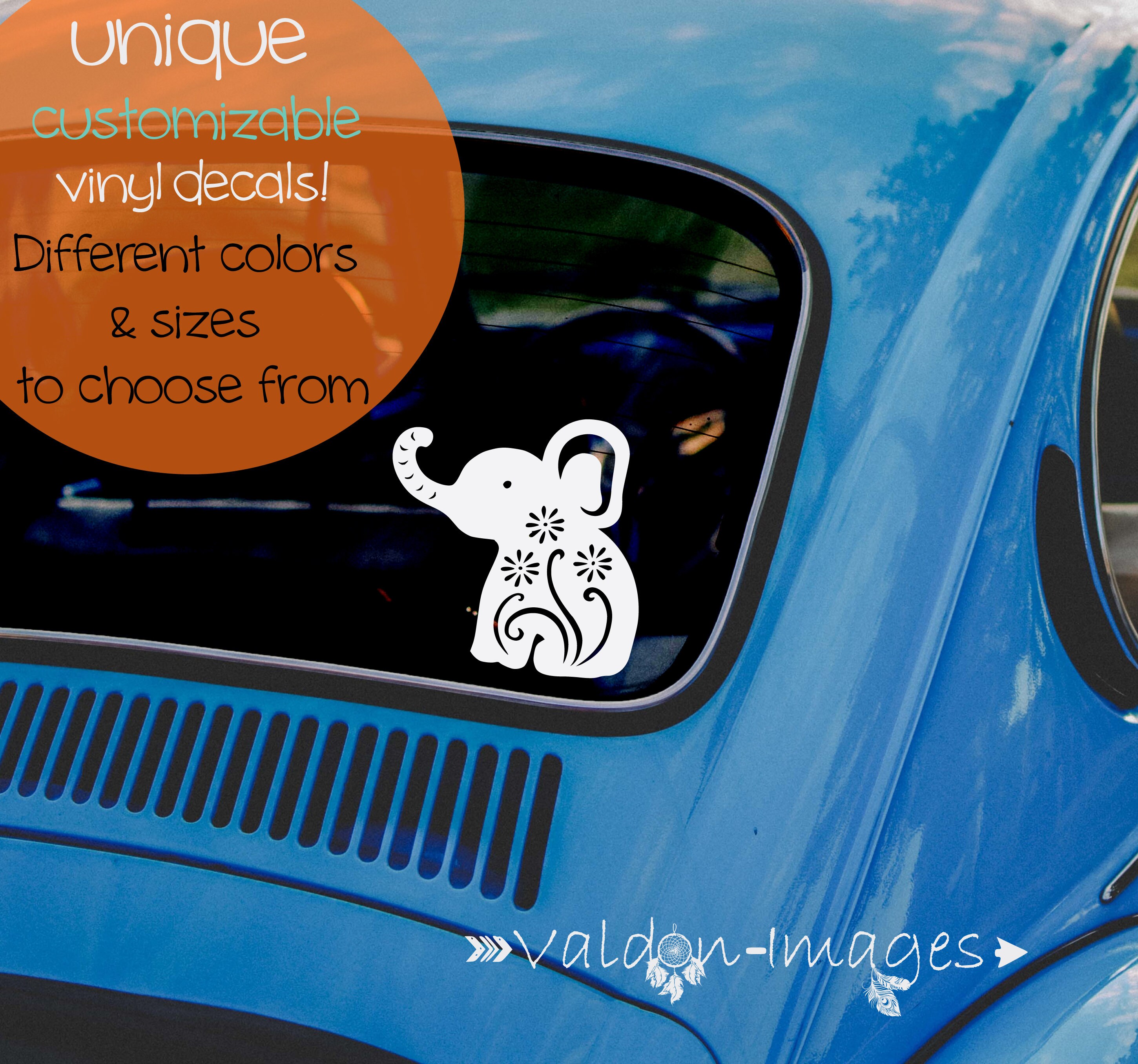 Daisy Elephant Car Decal Boho Laptop Sticker Car Decal for | Etsy
