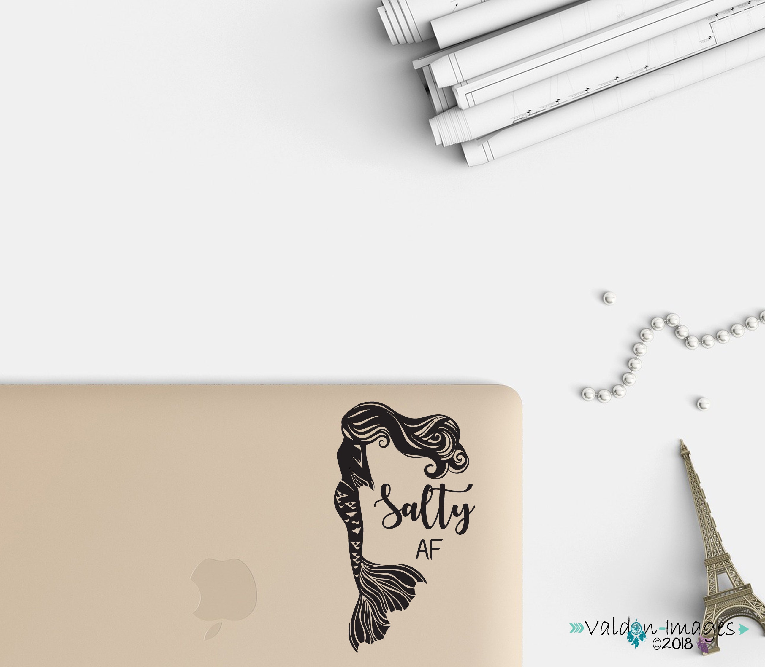 Salty AF Mermaid Car Decal Car Sticker Laptop Decal Car - Etsy