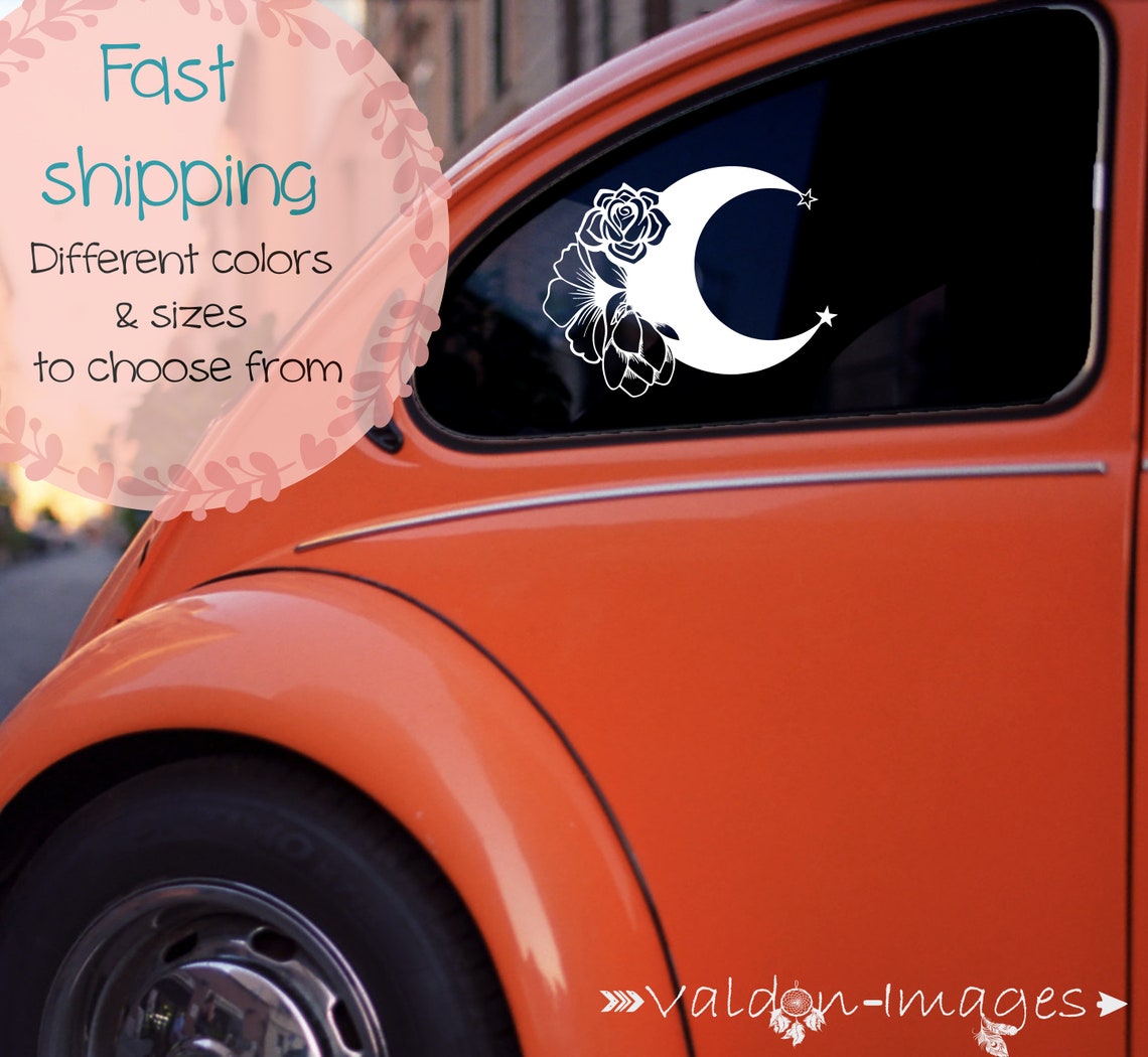 Flower Moon Car Decal Celestial Laptop Sticker Car Decal for - Etsy