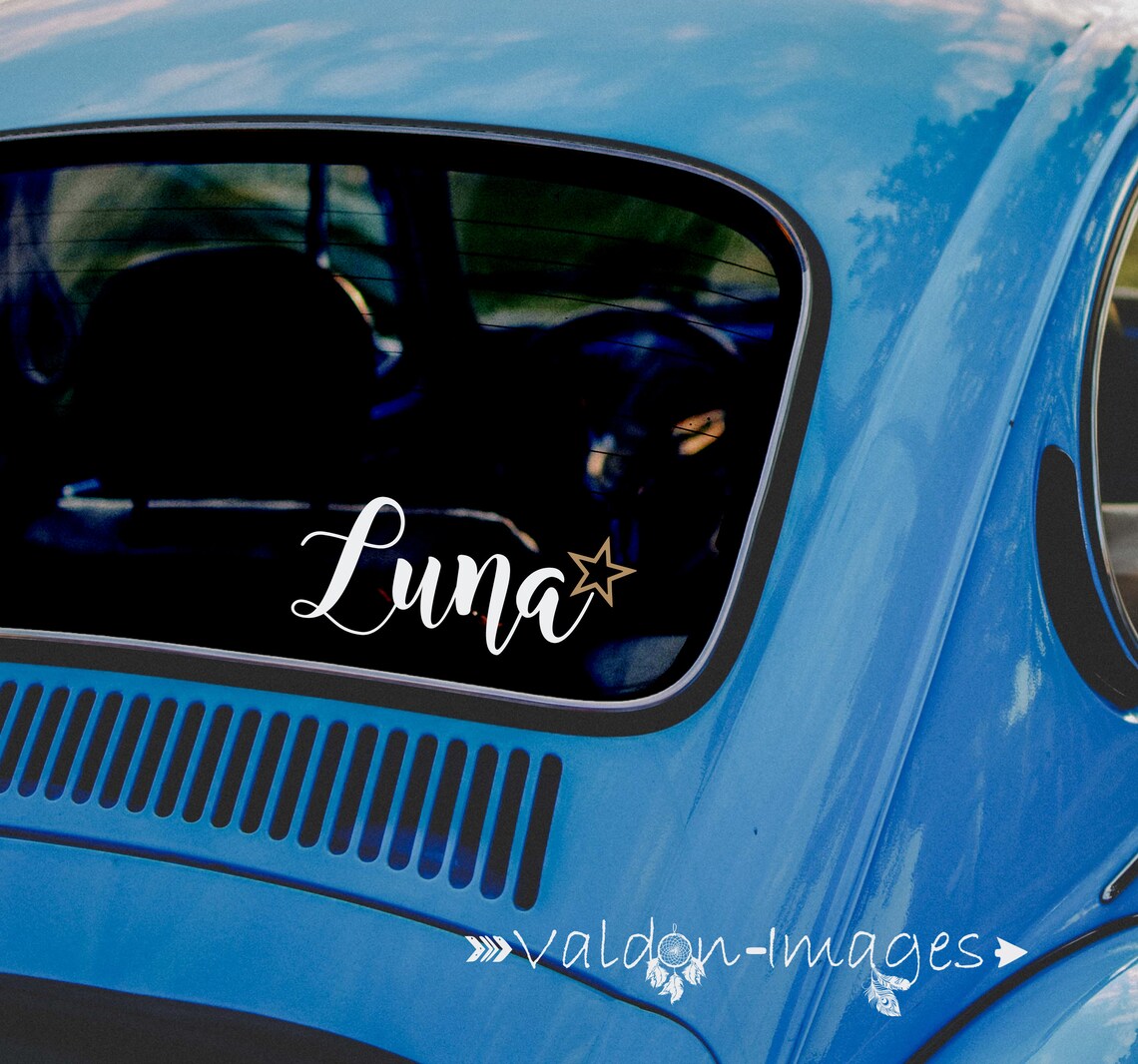 Custom Lettered Name W/ Star Name Car Decal Name Sticker | Etsy