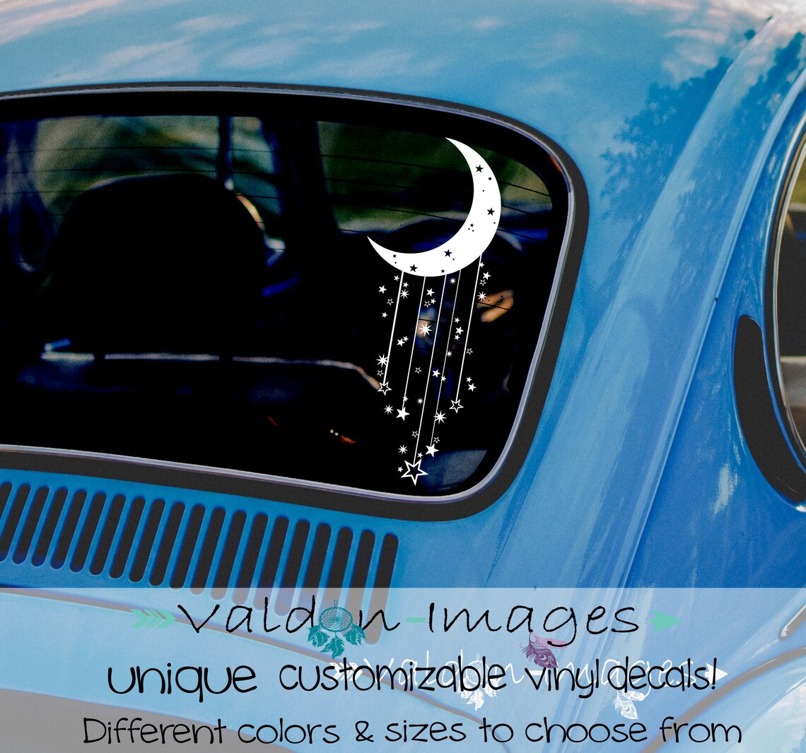 Wiccan Car Decal for Women, Moon and Stars Celestial Laptop Decal ...