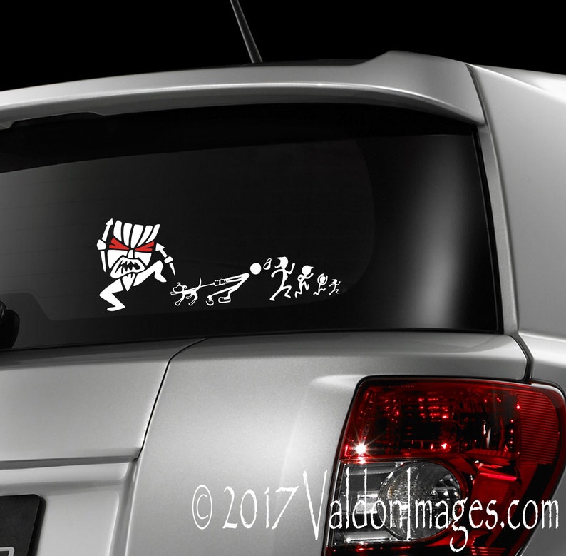 Tiki Warrior Chasing Stick Family Car Decal Hawaiian Car - Etsy