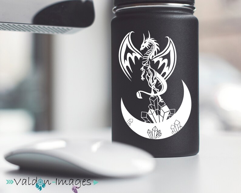 Dragon Crystal Moon Car Decal, Dragon Gifts, Laptop Decal, Moon Vinyl ...