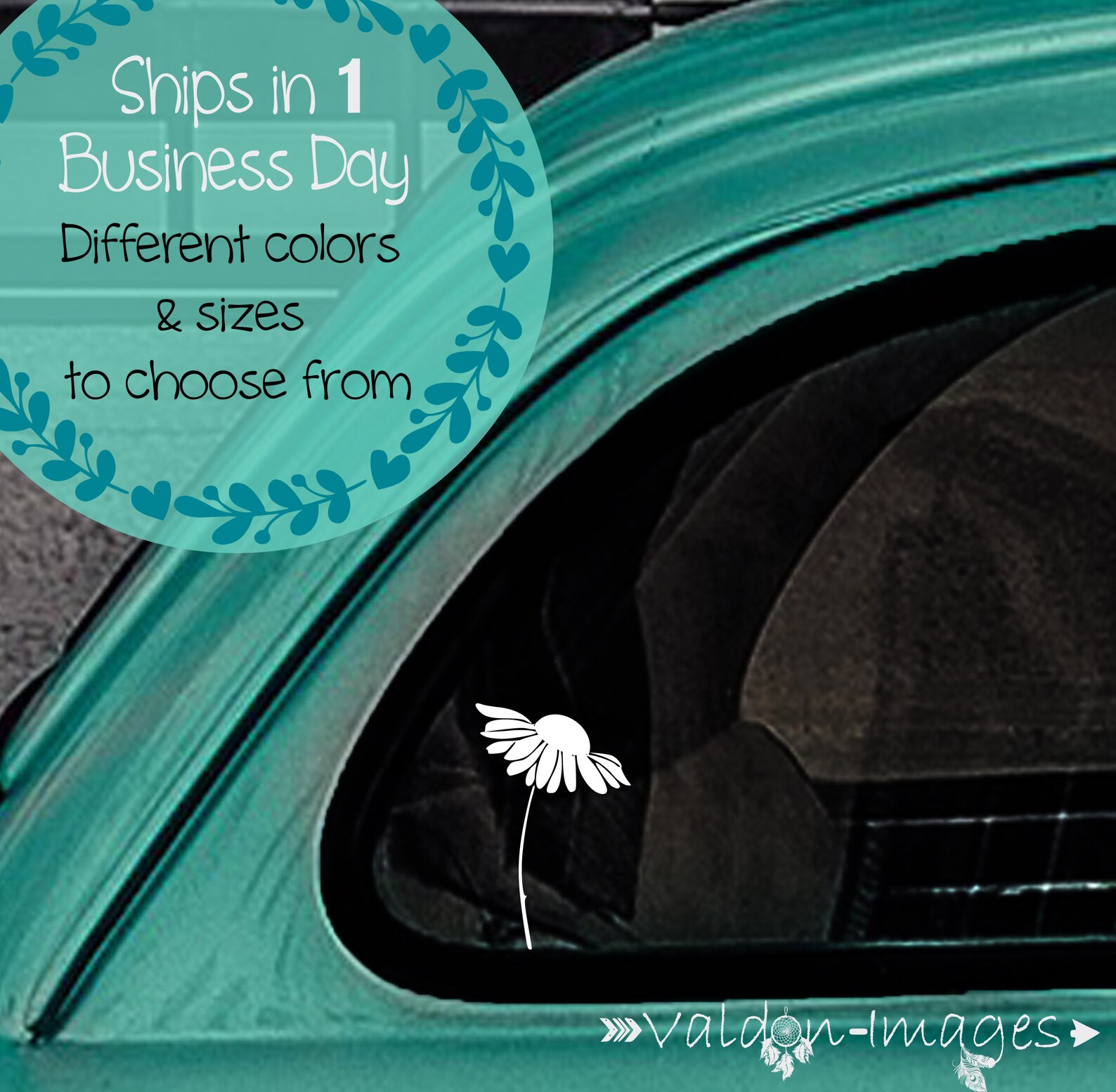Side Daisy Car Decal, Flower Decal, Laptop Sticker, Car Decals for ...