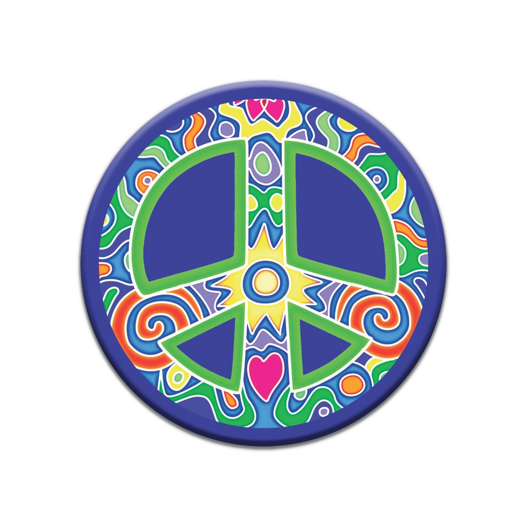 Retro Peace Sign - Button / Pinback or Magnet - Etsy