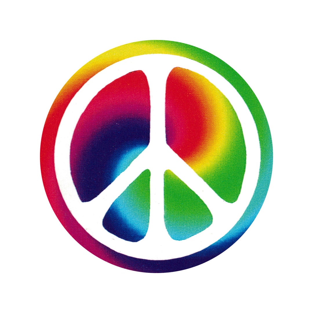 Peace Sign Over Swirly Rainbow Button Pinback for Backpacks, Jackets ...