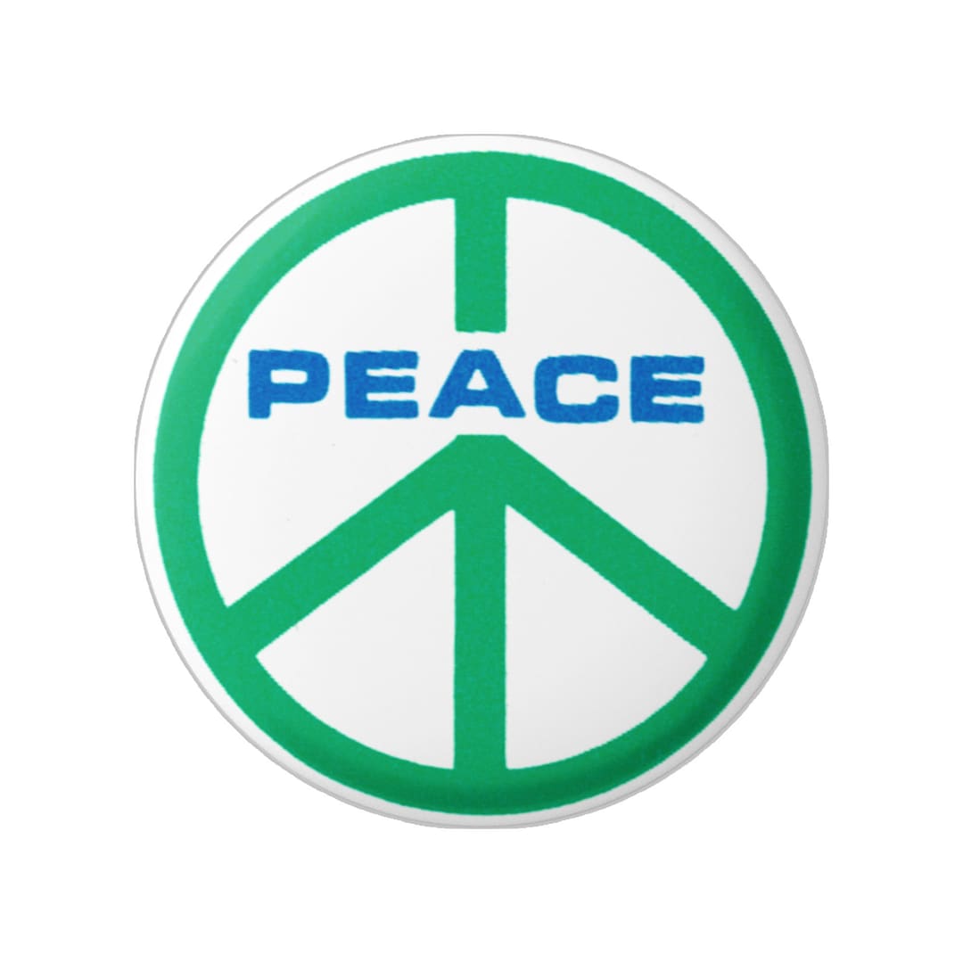 Peace Word Inside Peace Sign Anti-war Button Pinback for Backpacks ...
