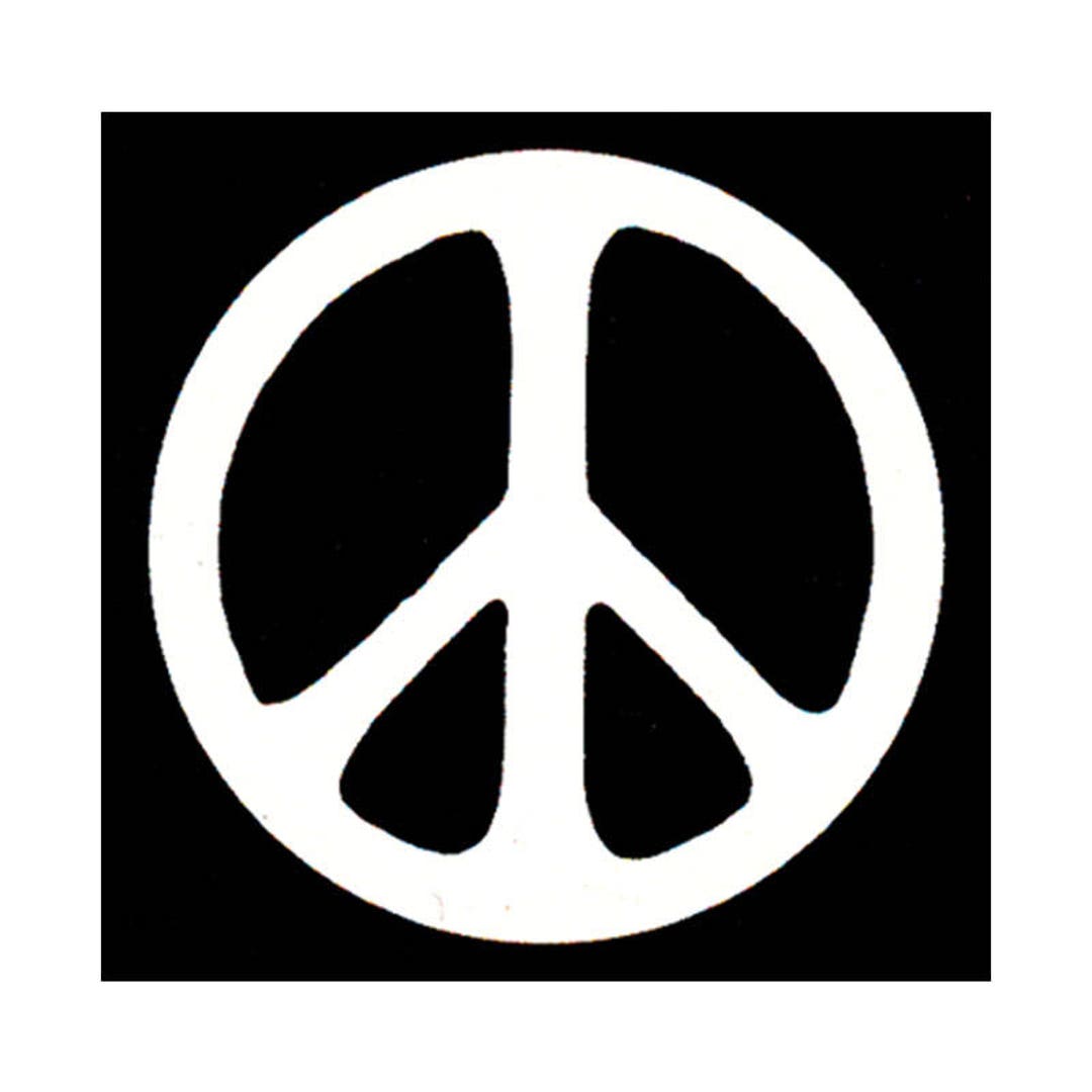Peace Sign / Symbol - White Over Black - Small Bumper Sticker / Laptop ...
