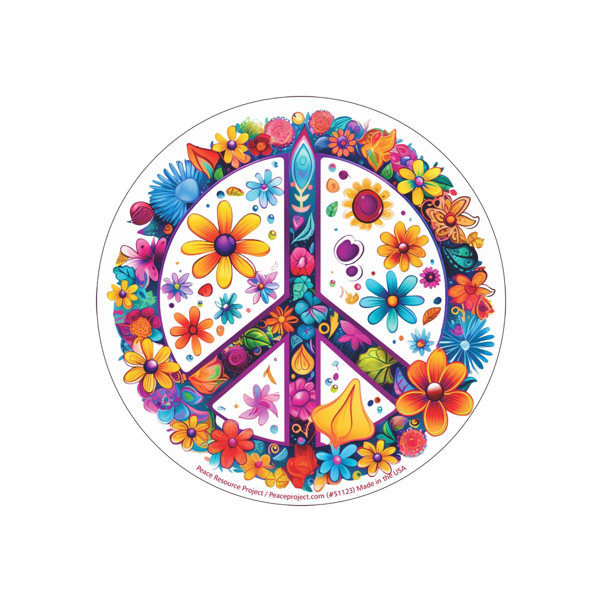 Flowery Peace Sign Bumper Sticker / Decal or Magnet 4-by-4 Inches - Etsy