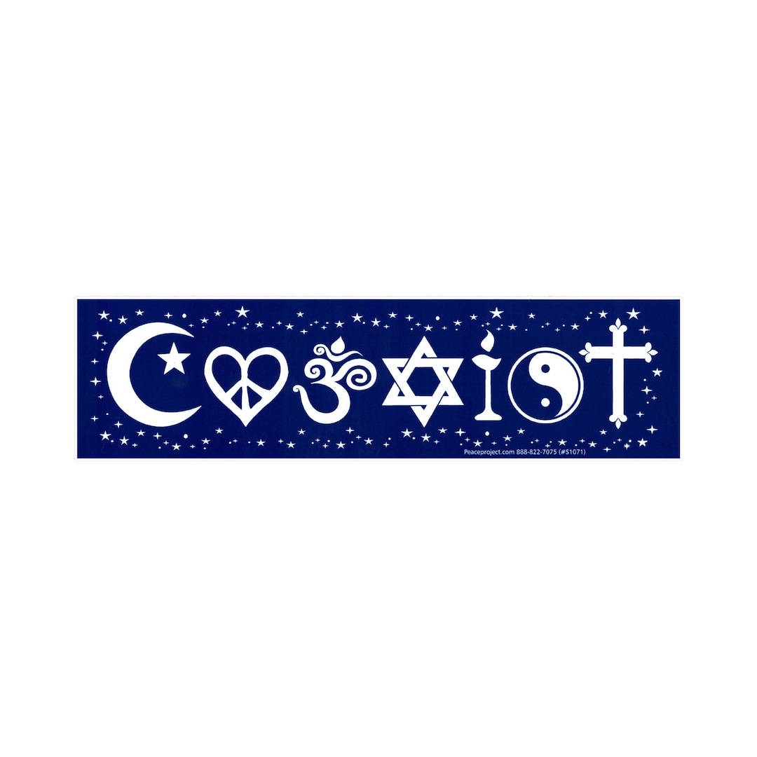 Coexist Religious Symbols Interfaith Peace Large Bumper Sticker ...