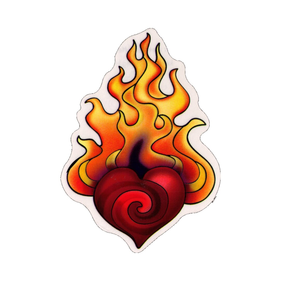 Flaming Heart - Translucent Window Sticker / Decal (3" X 5") - Etsy
